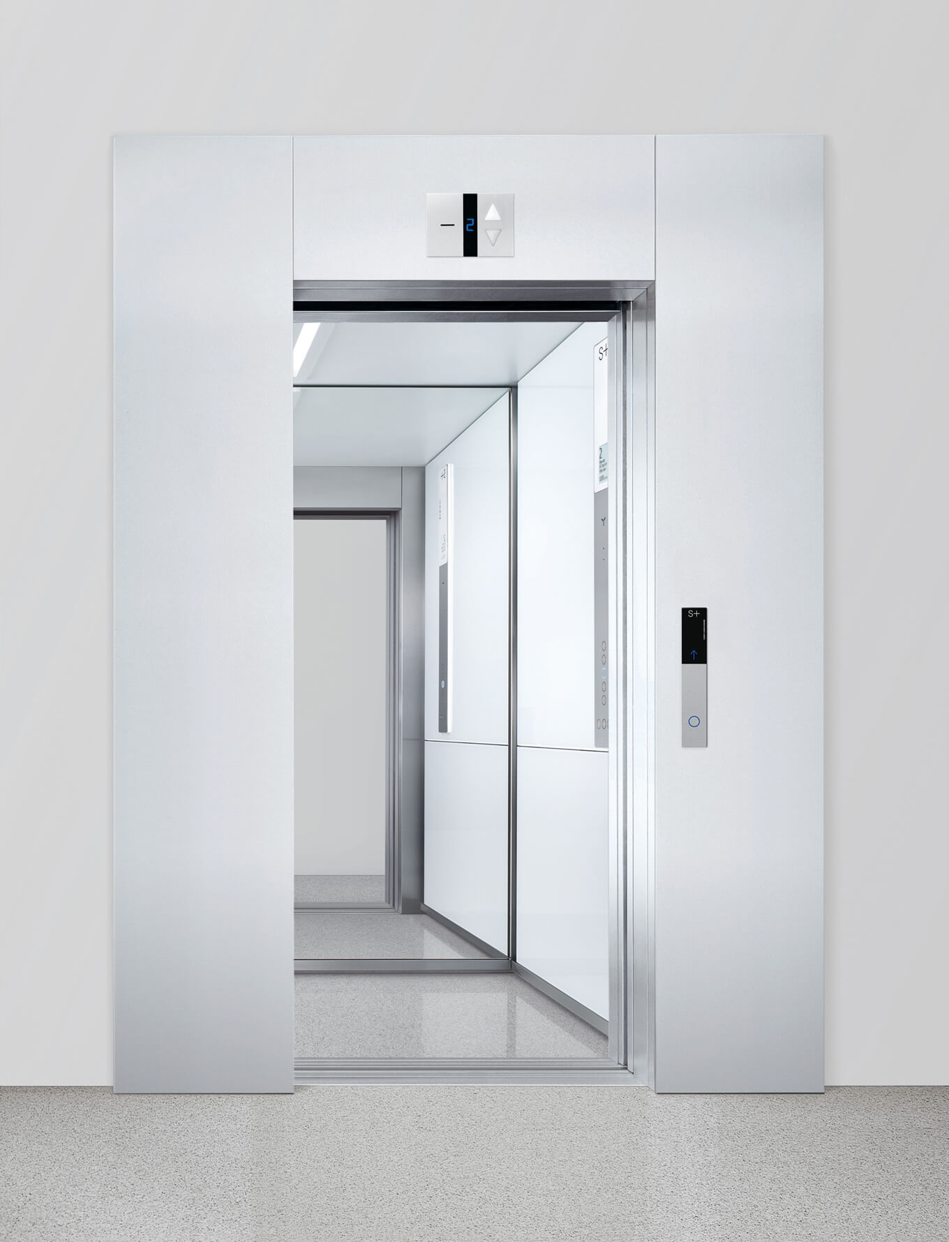 Control and display panels for the elevator.