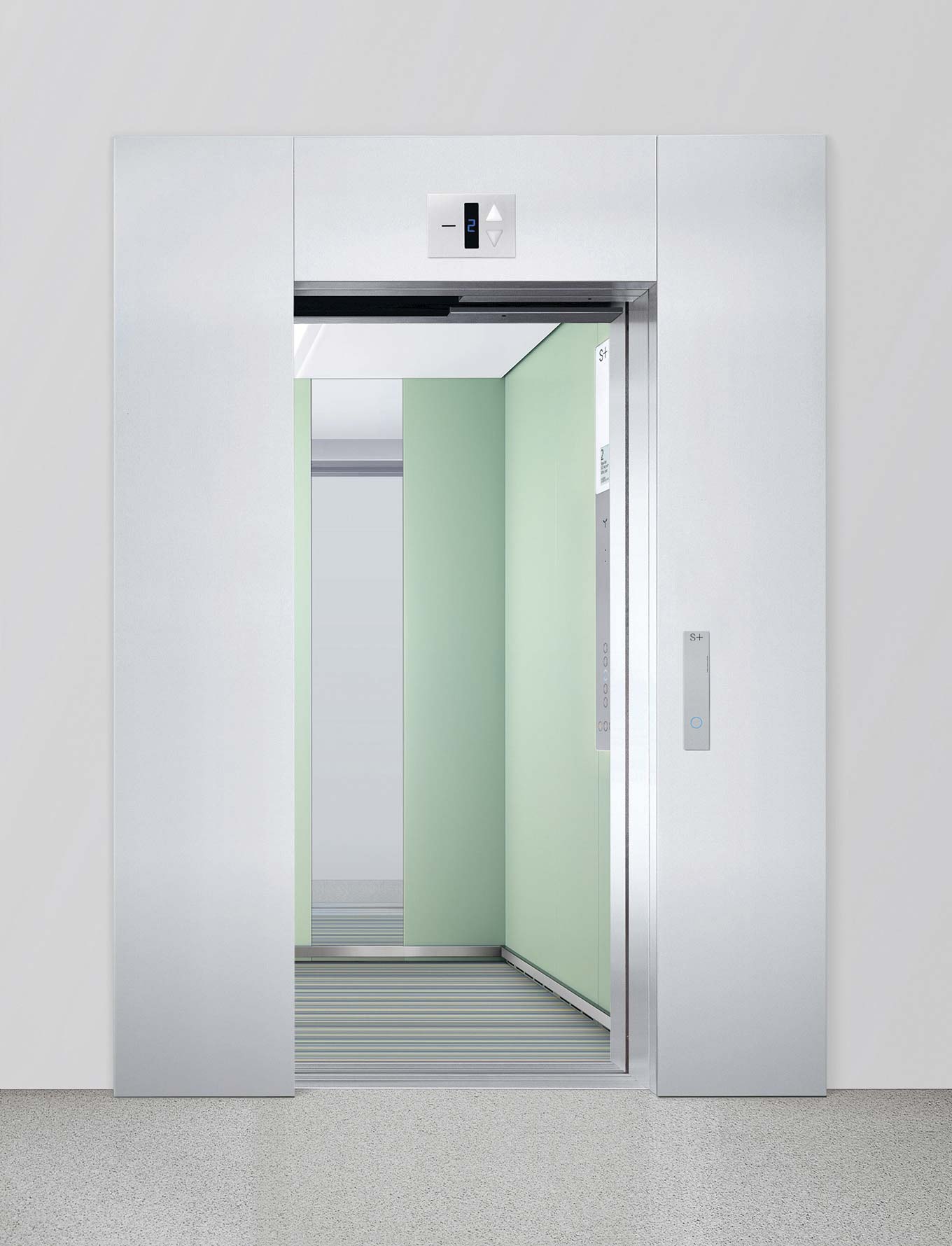 Control and display panels for the elevator.