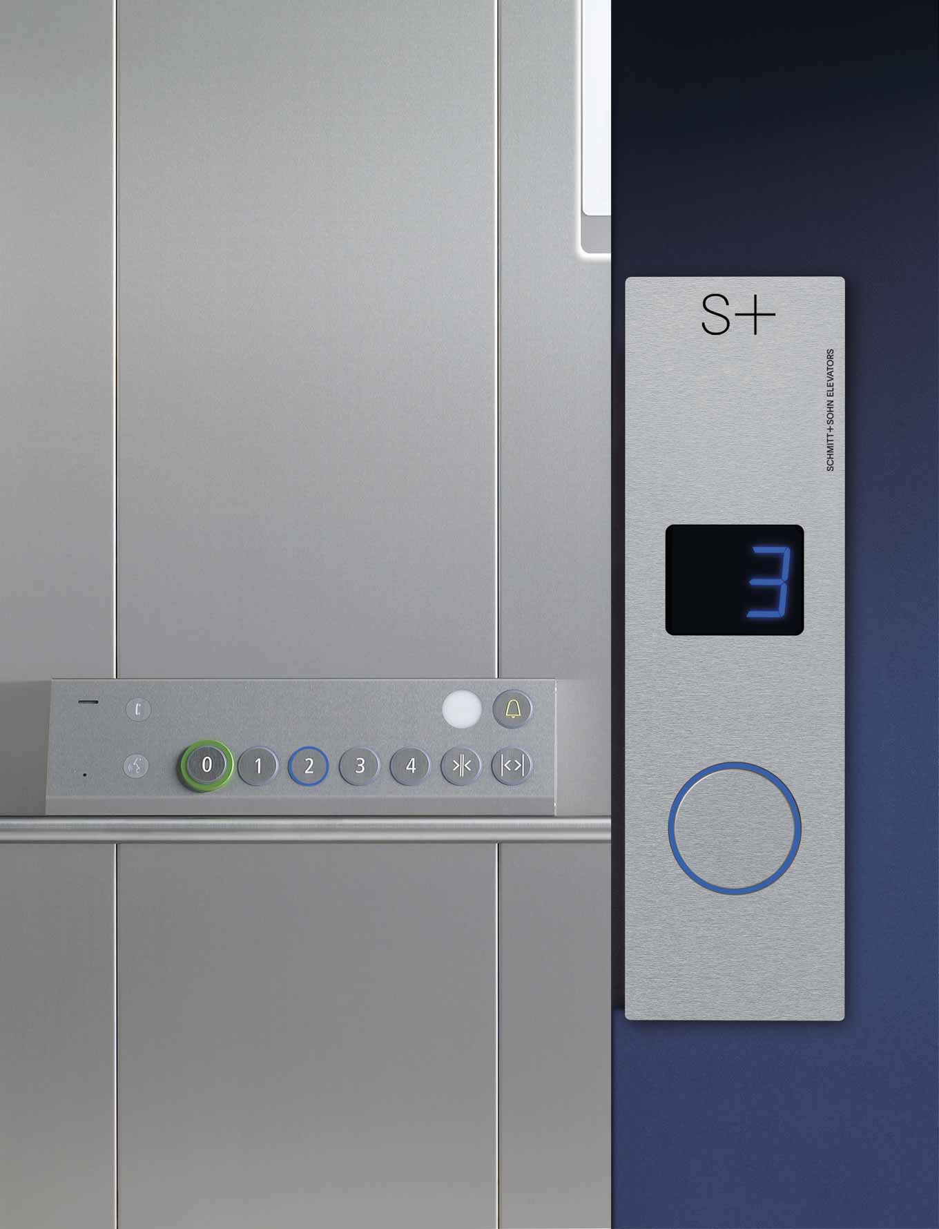 Control and display panels for the elevator.